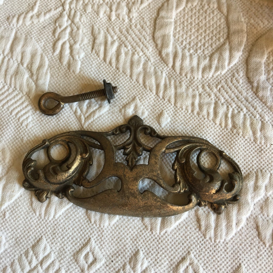 Antique Victorian Dresser Drawer Handle Eye Screws and Backplate ...