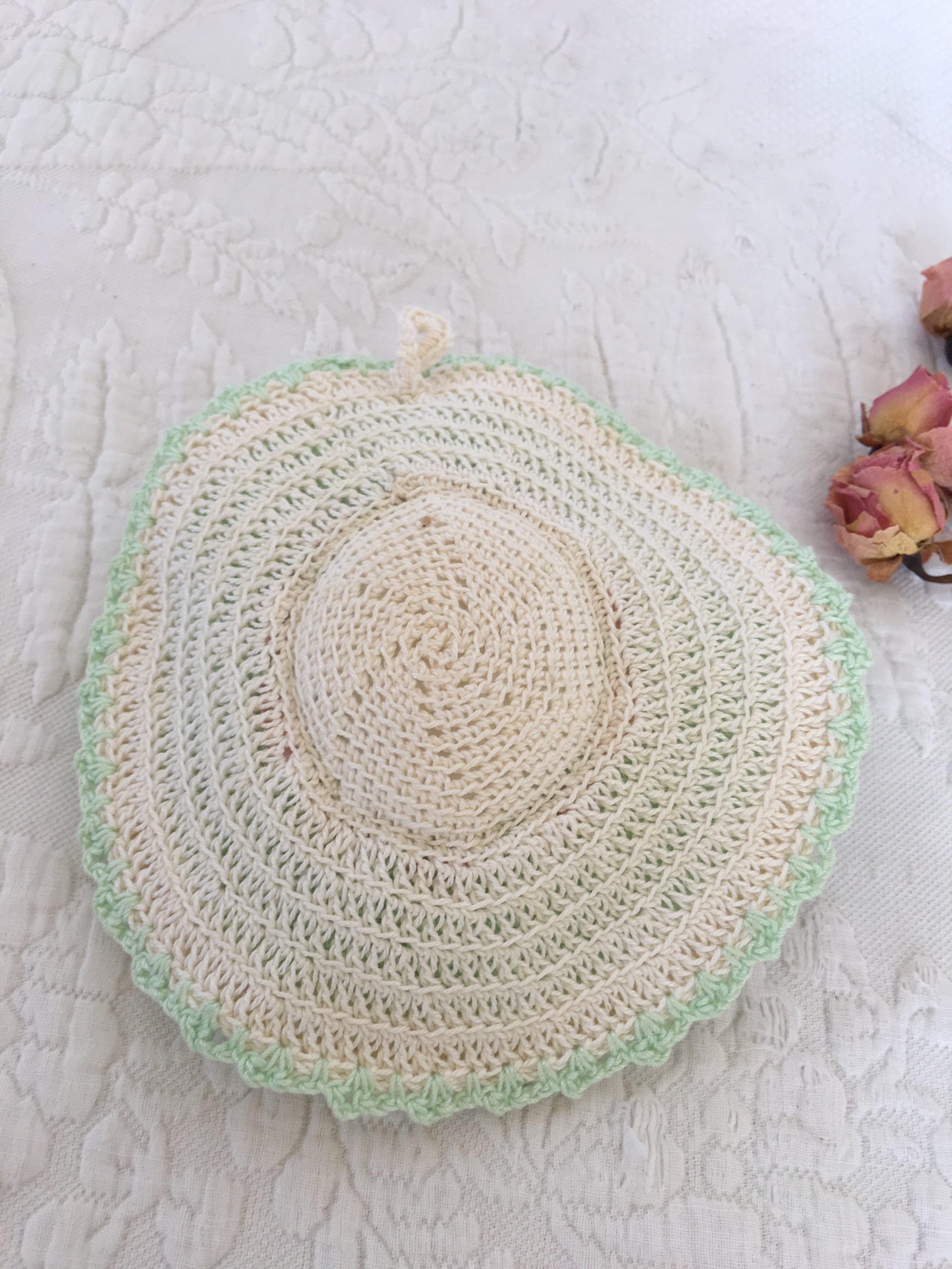 Vintage Hat Shaped Pin Cushion. Crocheted Victorian Pin Cushion. Pink ...