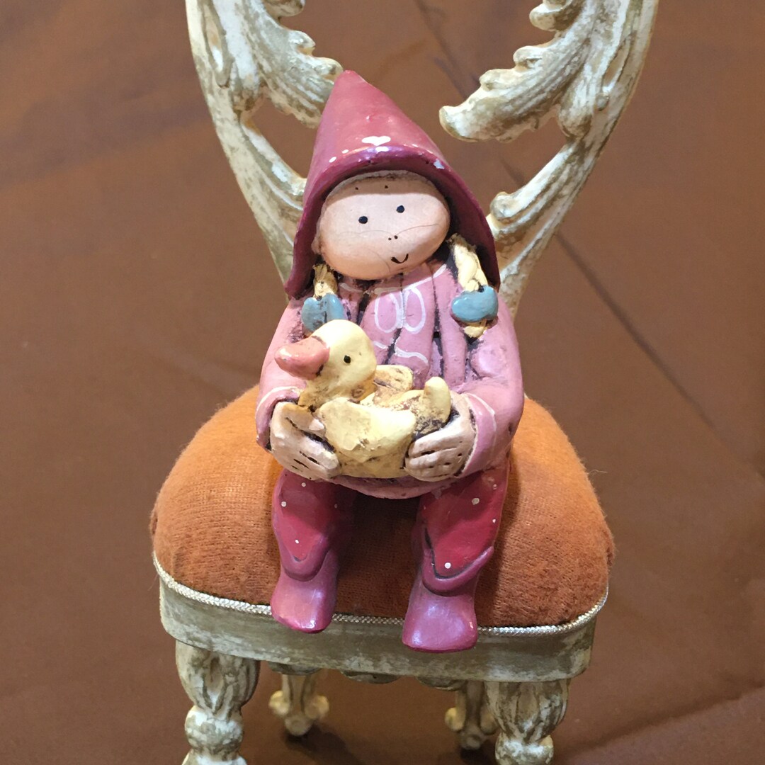 Vintage 1995 Clay Little People Girl With a Duck. Charming Edge Sitting ...