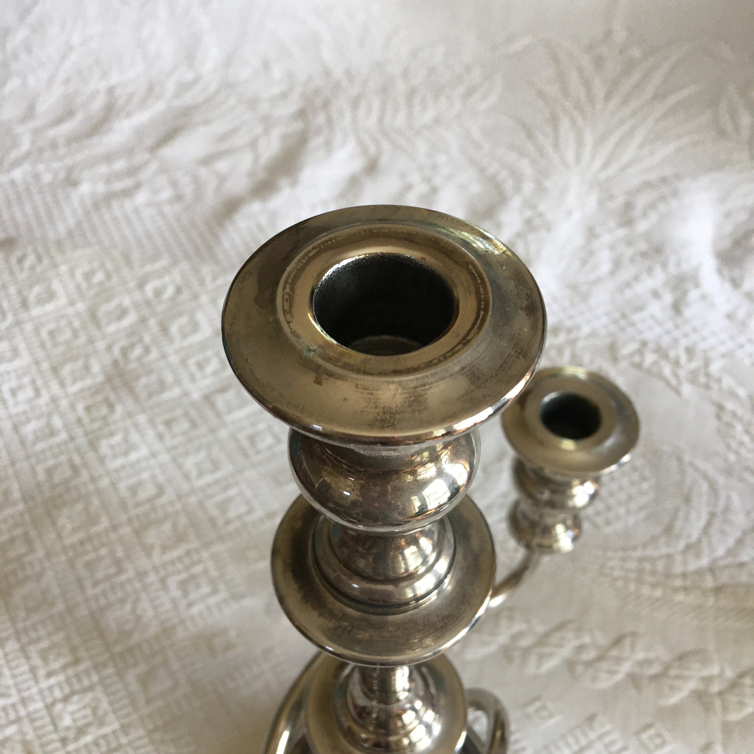 Vintage Triple Candlestick. Decorative Center Plug or Third Candle ...