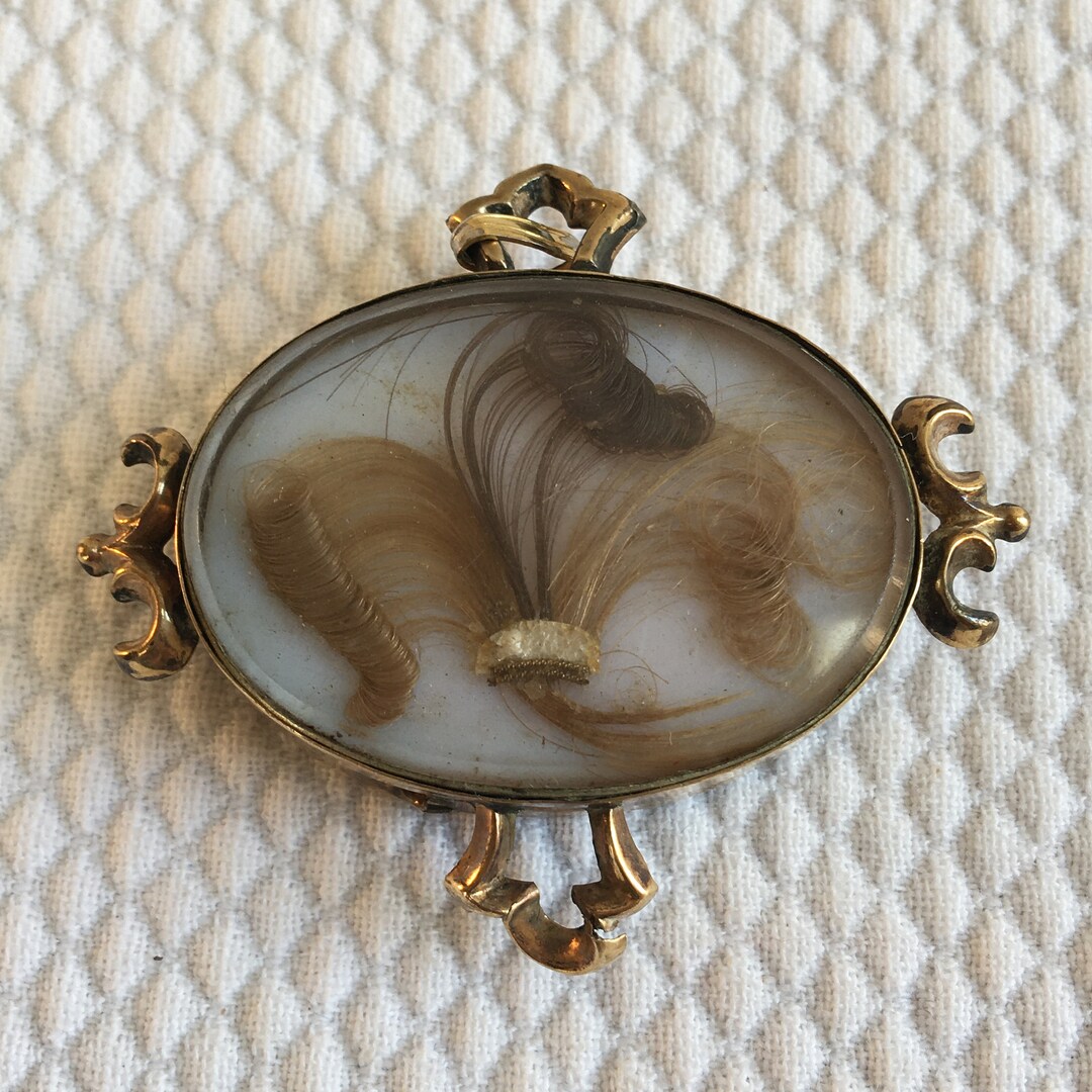 Antique Hair Pendant Edwardian Fleur De Lis Style Hair Design on One ...