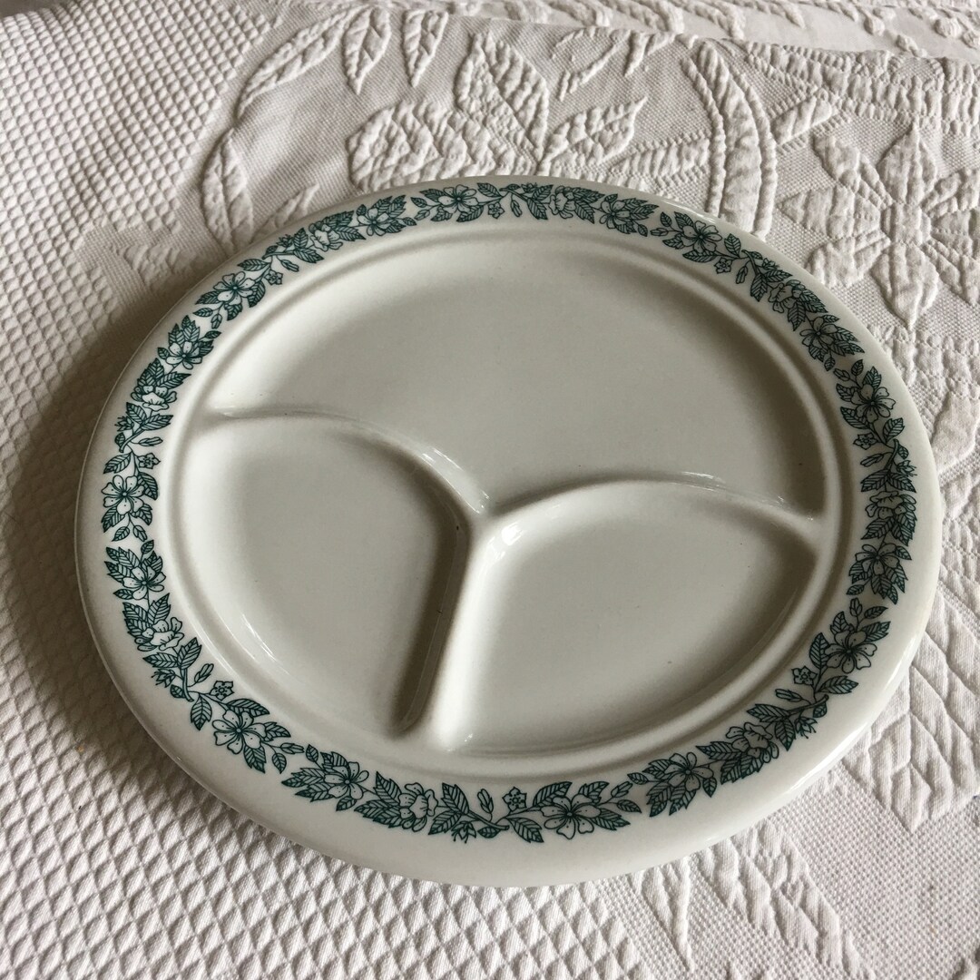Vintage Shenango Divided Dinner Plate. Restaurant, Diner Plate in Green ...
