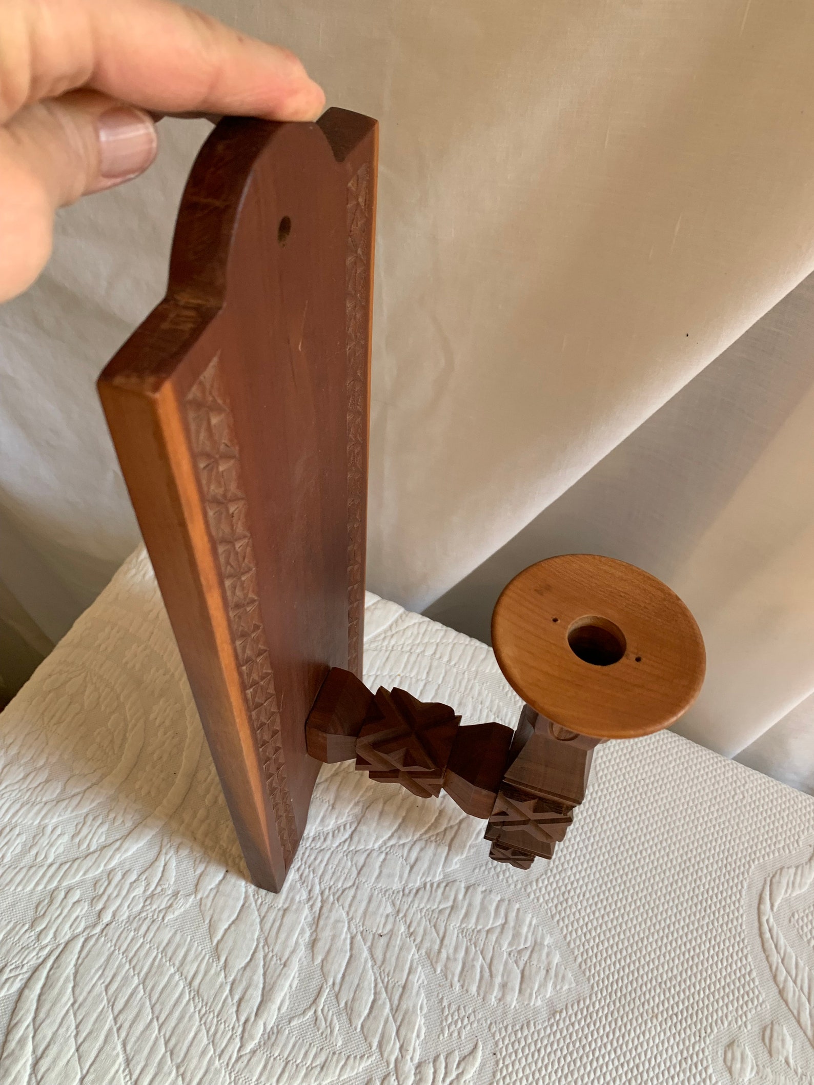Vintage Wood Wall Sconce Romanian Hardwood Candle Wall Sconce. Carved ...