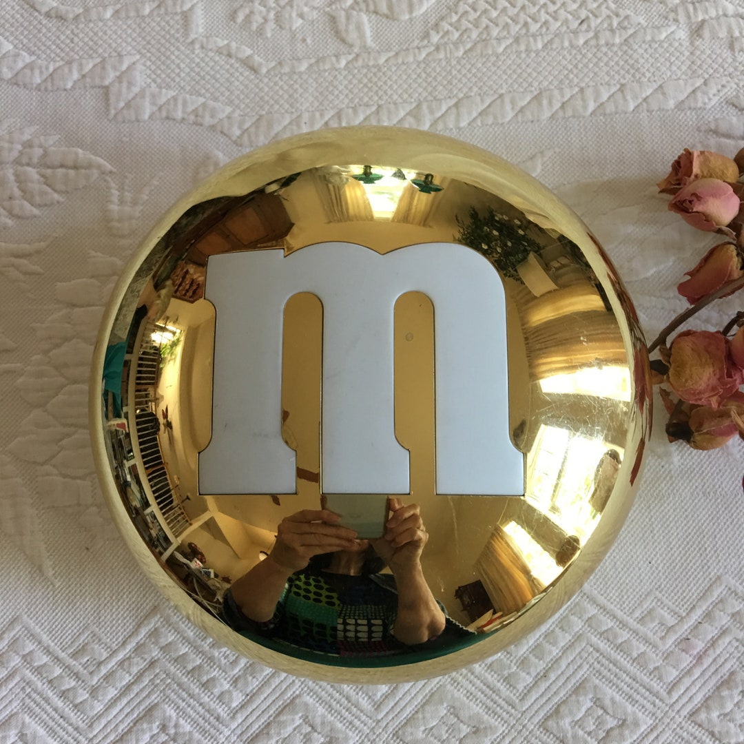Vintage Large Gold M & M Container Bowl. Plastic Giant M and M to Hold ...