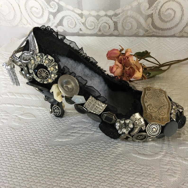 Handmade Button Shoe, Jewelry High Heel. Dresser Accent to Hold ...