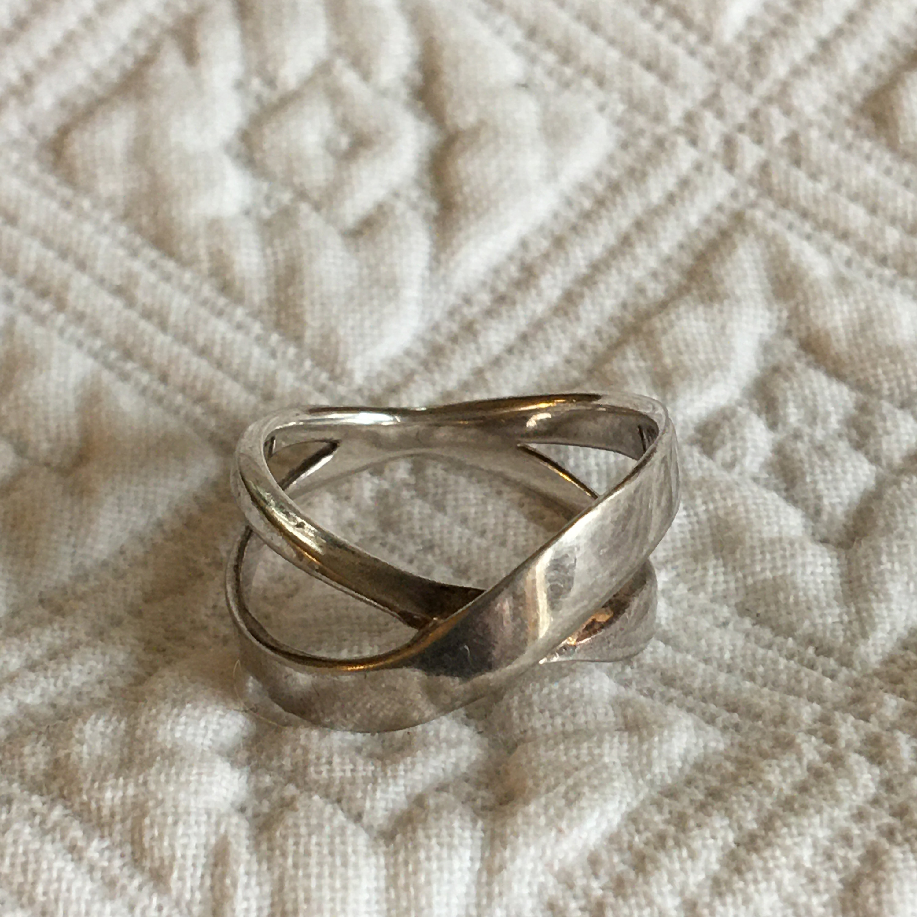 Vintage Sterling Silver Double Swirling Bands. Flowing Edges That Meet ...