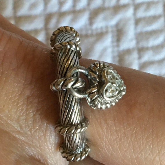 Vintage Judith Ripka 925 Sterling Rope Ring with Dang… - Gem