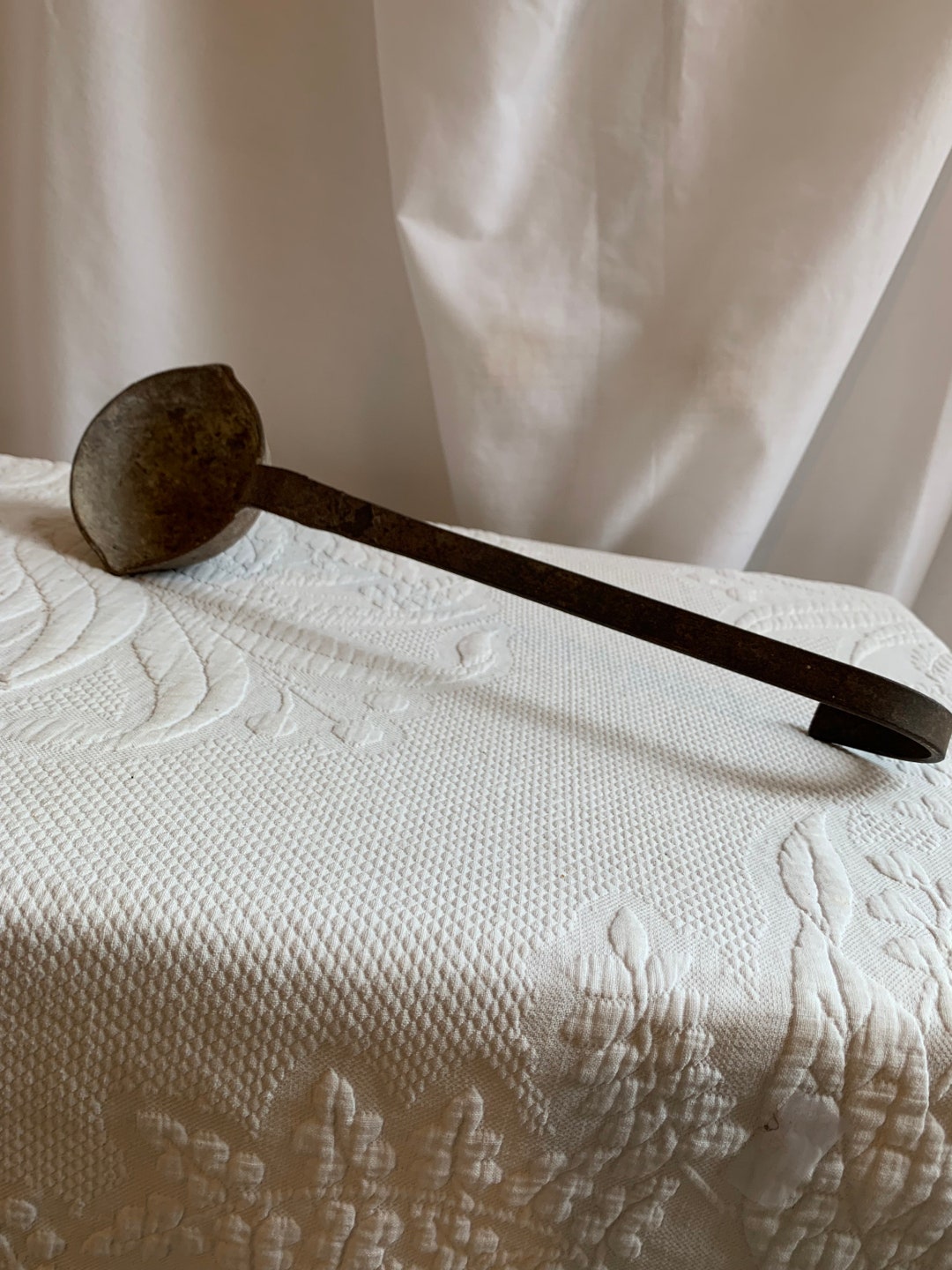 Antique Wrought Iron Smelters Dipper Ladle With Pouring Lips. Curved ...