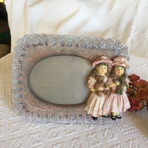 Vintage Girly Frame. Composite Frame With Molded Lace and Two Little ...