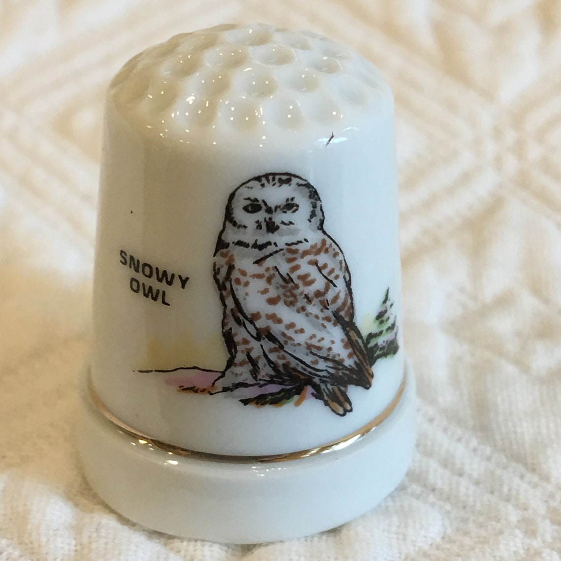 Vintage Owl Collector Thimble. Owl Motifs With Identifying Name ...