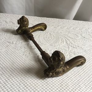 Antique Brass Lion Door Handles. Lion Head and Paws on Double Handles ...