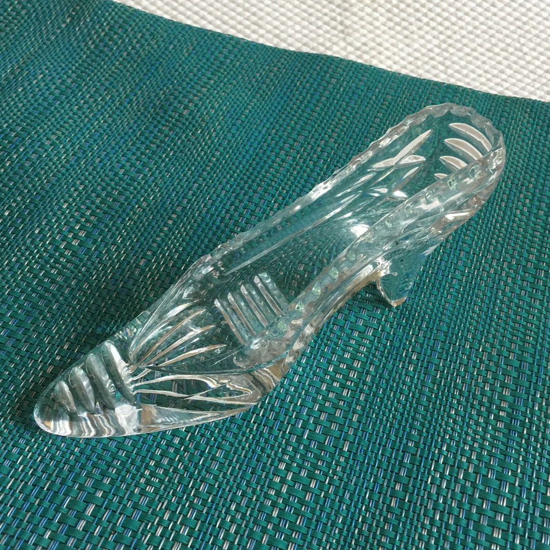 Vintage Clear Glass High Heel Shoe. Crystal Shoe for Use or Display ...