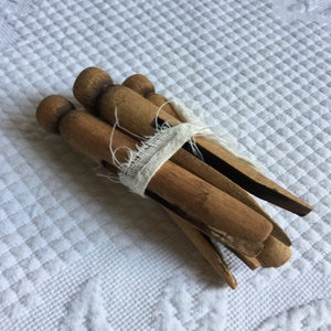 Antique Wooden Clothes Pins. Clothespins in the Primitive Handmade ...