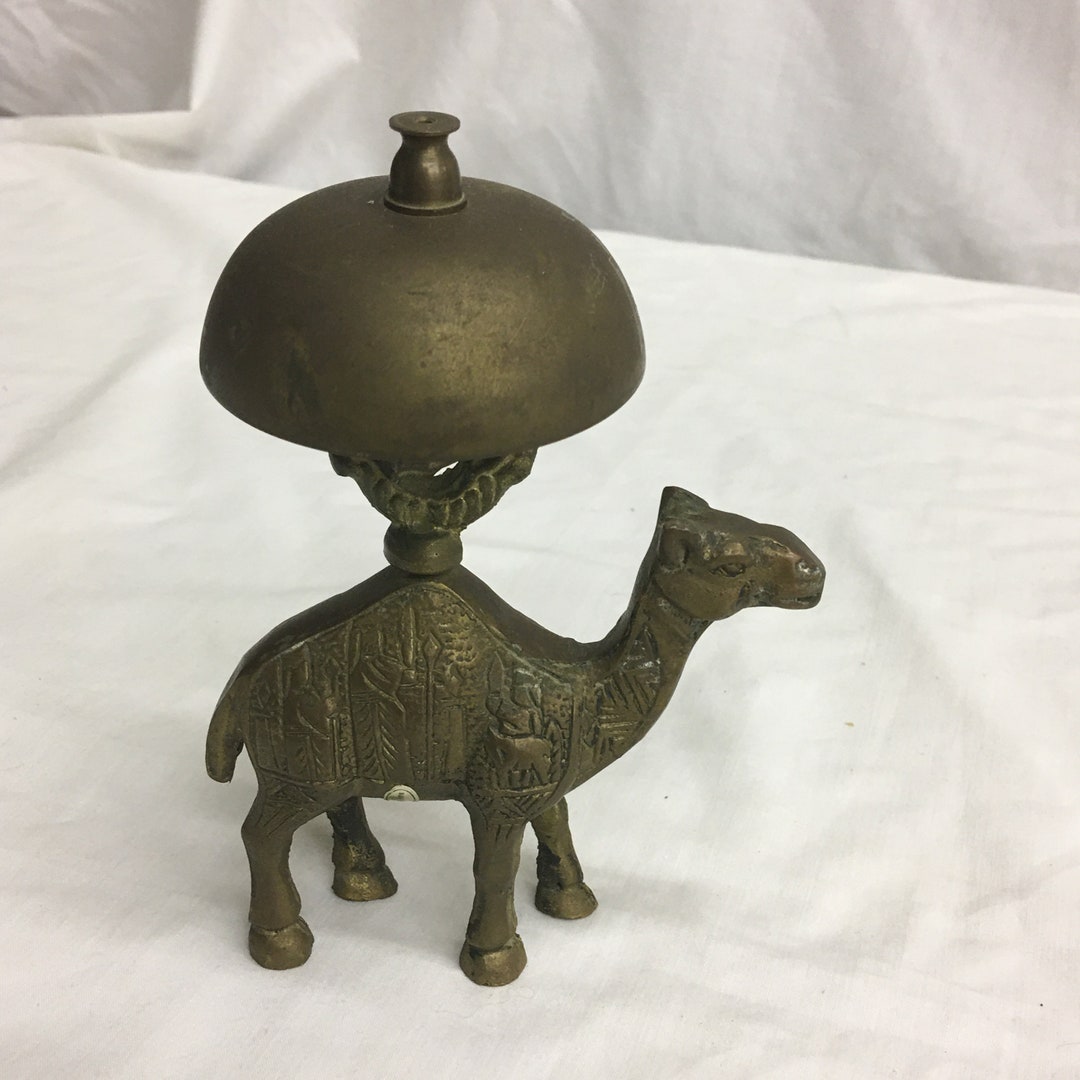Vintage Brass Bell Camel. Etched and Molded Unique Ringing Hand Bell ...