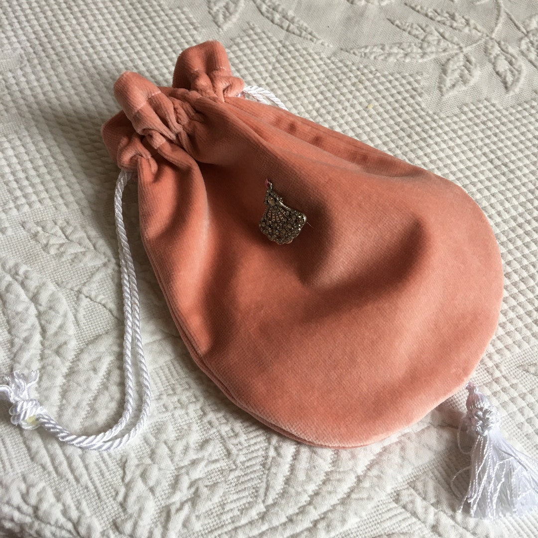 Handmade Reticule Purse. Pink Velvet Reticule Purse. White Cord ...