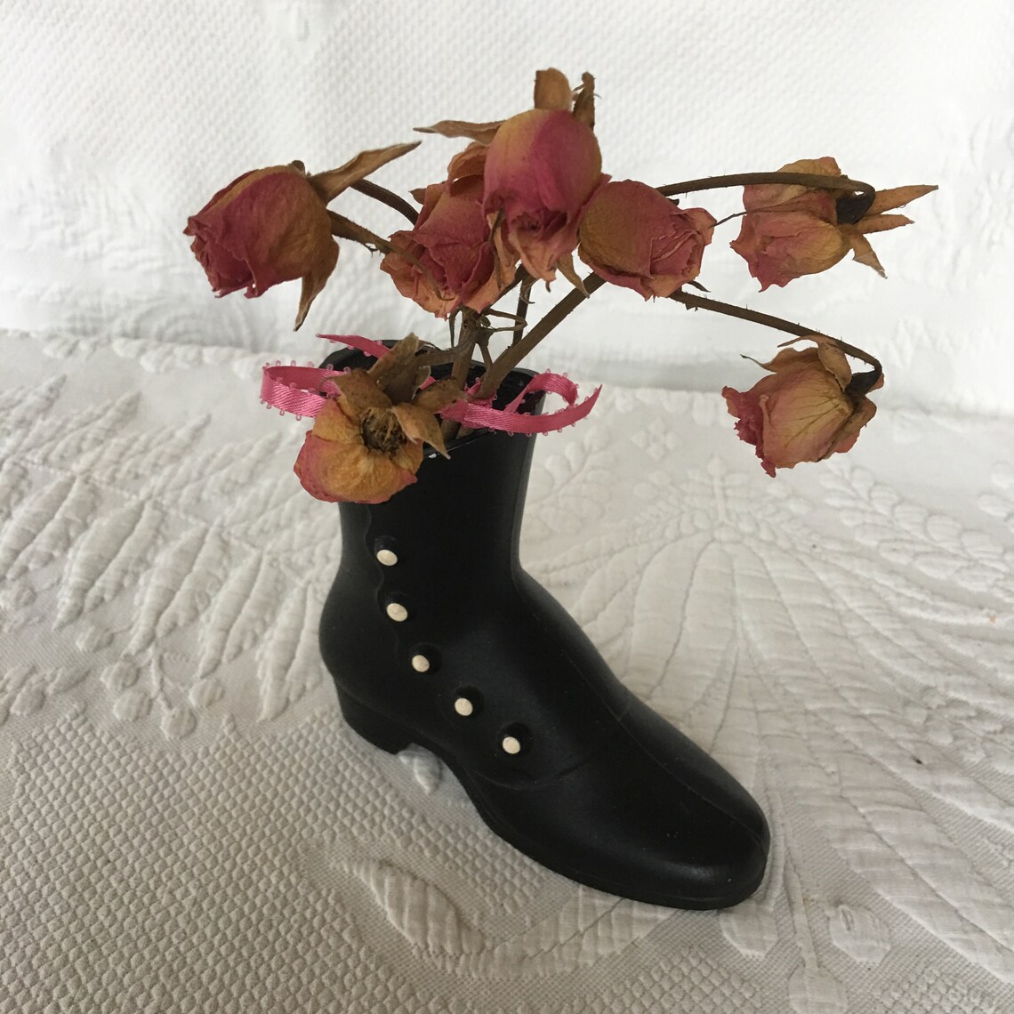 Antique Cast Aluminum Victorian Boot Shoe Vase. Button Down Victorian ...