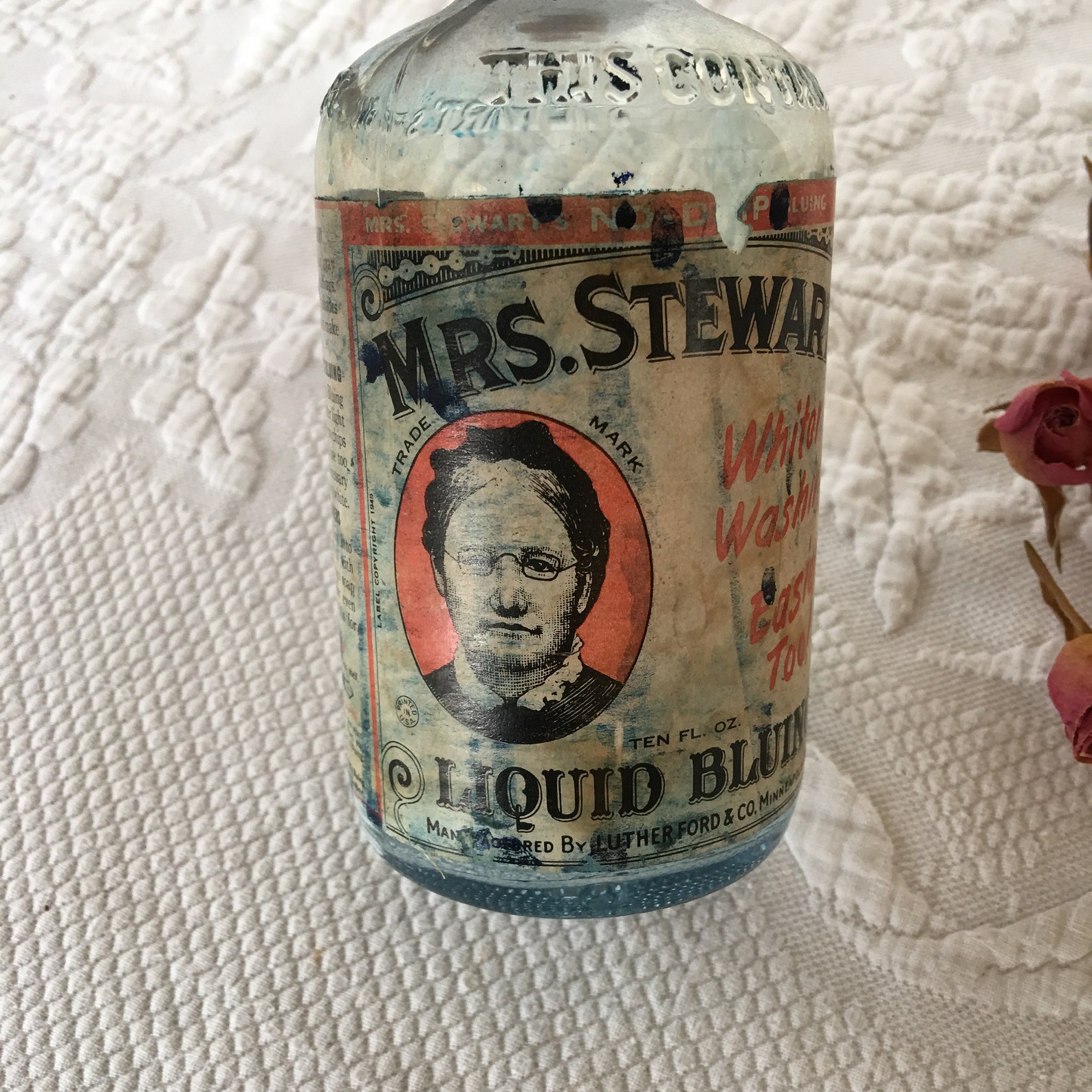 Vintage Mrs. Stewarts Liquid Bluing Bottle. Whiter Washing - Etsy