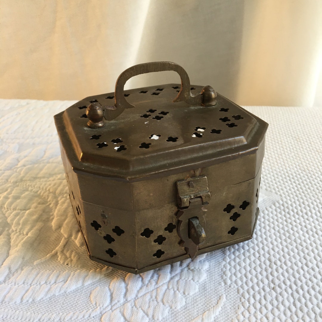 Vintage Brass Cricket Box. Solid Brass Made in India Square With Cut ...