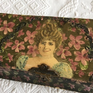 Antique Victorian Hankie Box. Silk Lining Old Box. Decorative Dresser ...