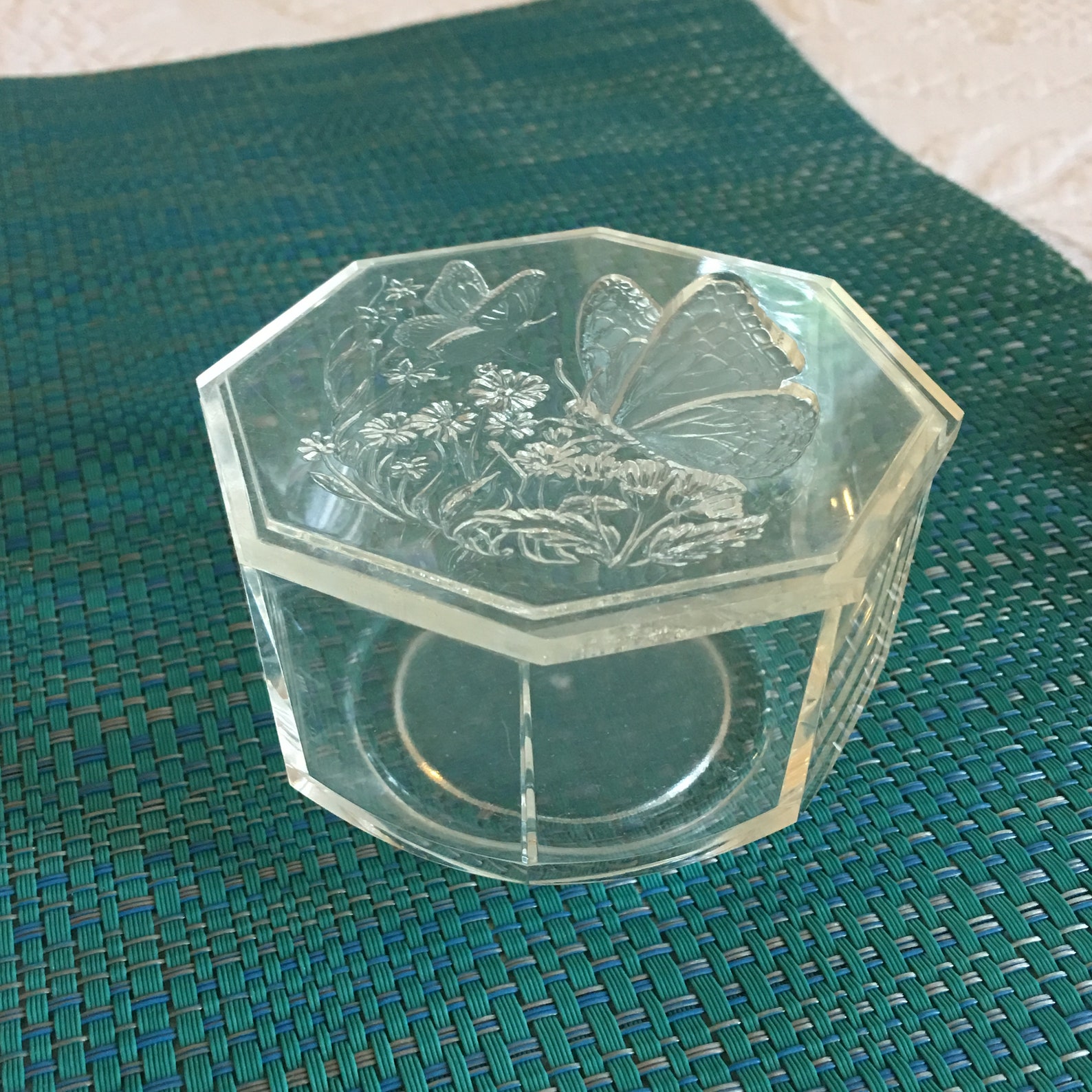 Vintage Clear Lucite Dresser Box. Octagon Shaped Dresser Box | Etsy