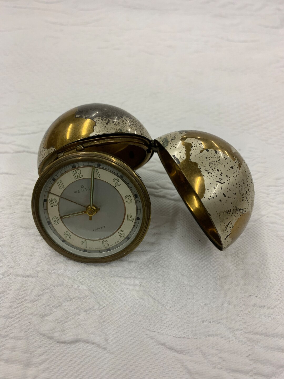 Vintage Renie Globe Alarm Clock. Germany 7 Jewels. Round Ball Globe ...