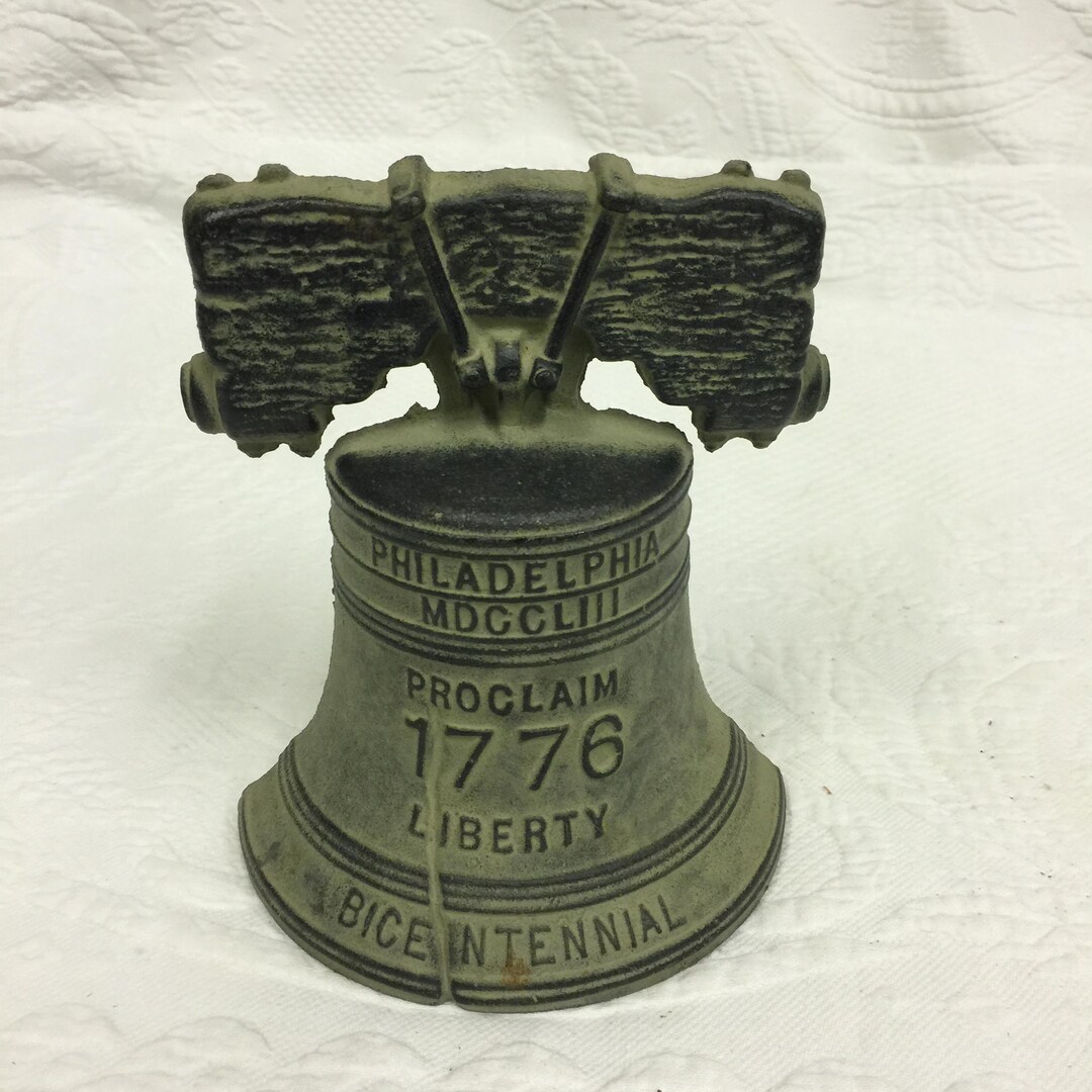 Vintage Cast Iron Liberty Bell Bookend or Doorstop. Heavy. It Says ...