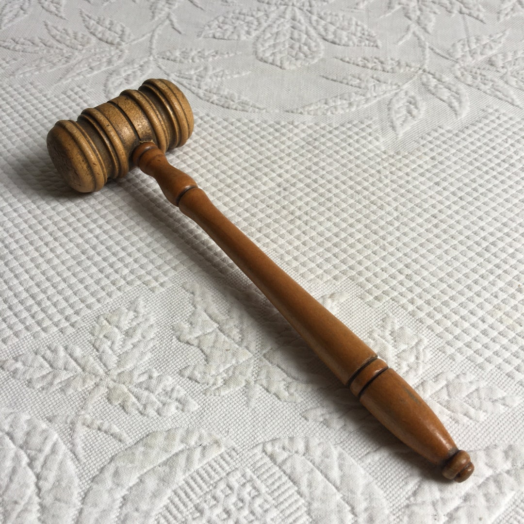 Vintage Wood Gavel. Blonde Wood Turned Wood Head and Handle. Well Made ...