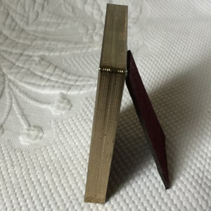 Vintage Small Frame, Gold Brass With Brown Flocked Tabletop Stand and ...