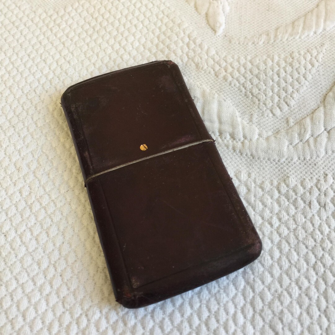 Vintage Leather Business Card Carrying Case. Small and Compact and Well ...