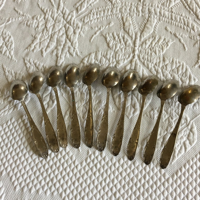 Vintage 10 Crown Silver Plate Co. Demitasse Spoons With Leafy - Etsy