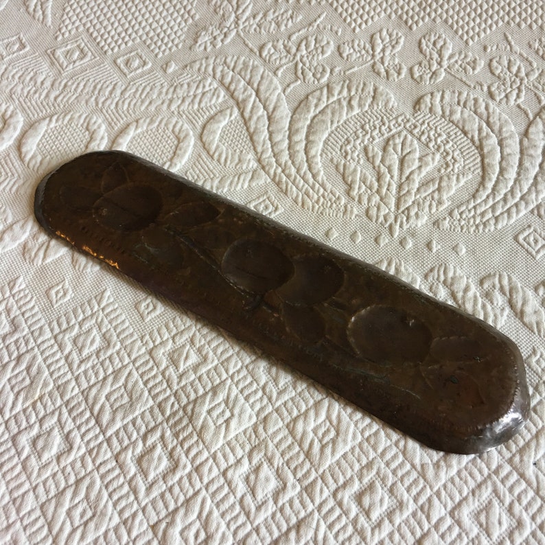 Vintage Hand Wrought Copper Narrow Tray. Hammered Copper Pan With Apple ...