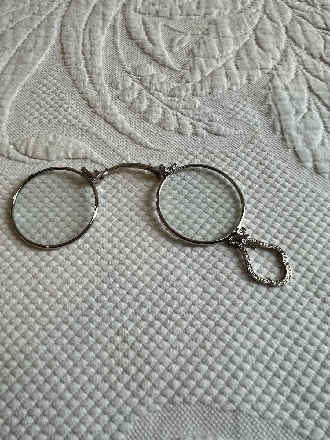 Vintage Pince Nez Handheld Glasses, Wire Rim, Lorgnette Folding ...