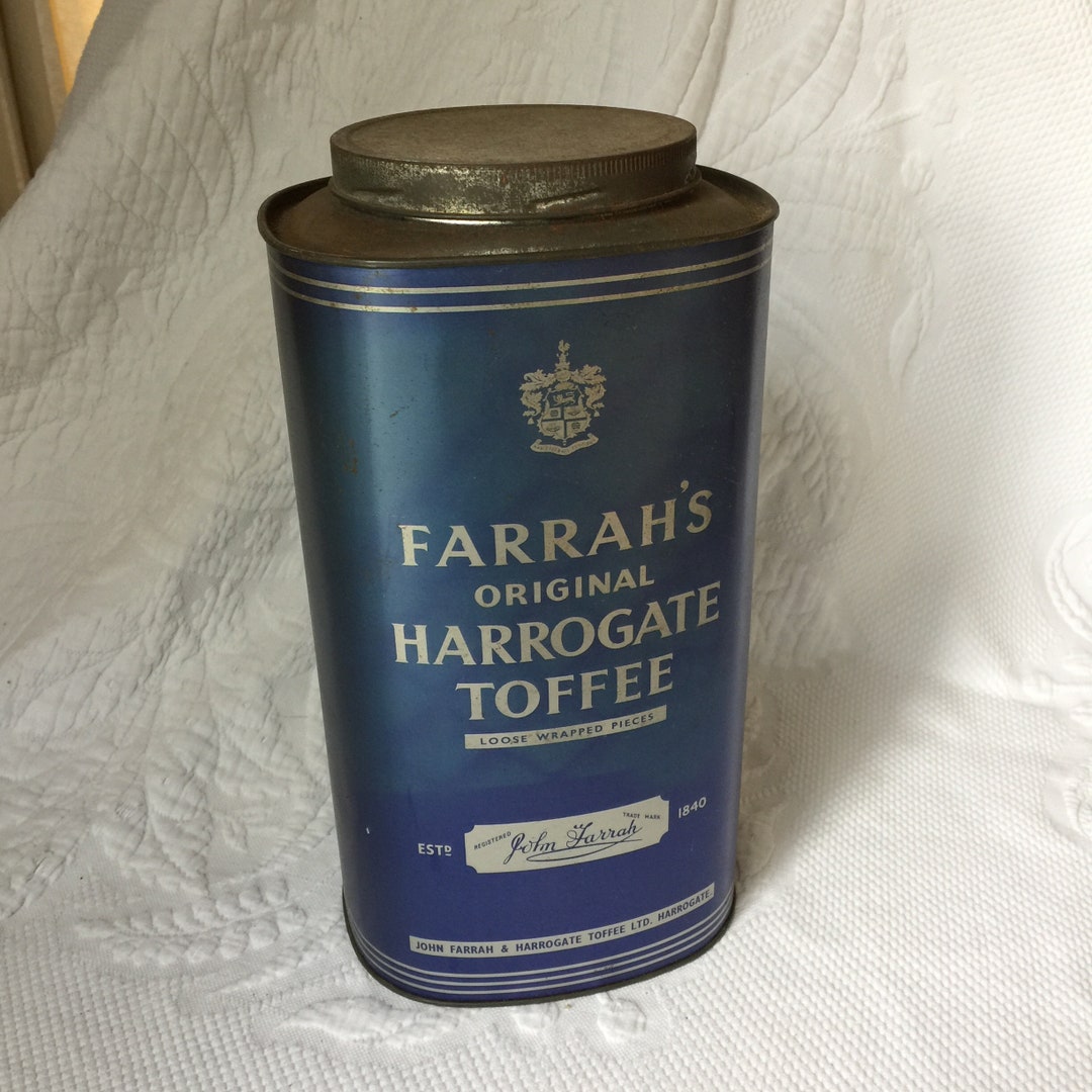 Vintage Farrah's Original Harrogate Toffee Large Tin. Matt Blue Color ...