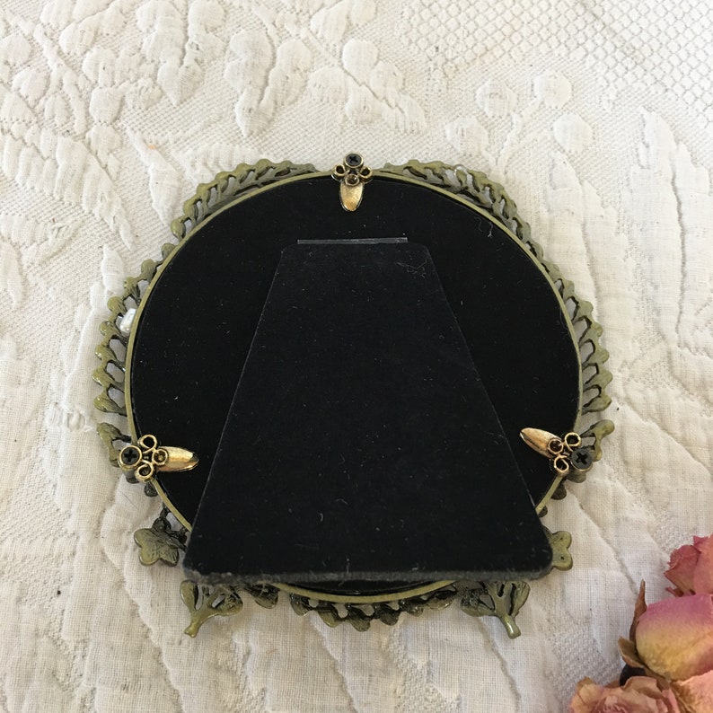 Victorian Repro. Metal Odd Shaped Frame With Pearl Leaf Accents and ...