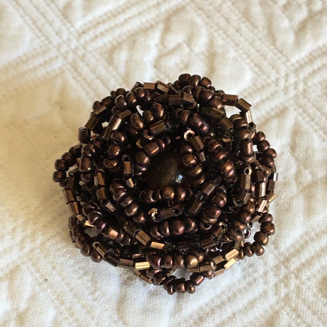 Vintage Scarf Ring. Bronze Beaded Flower Scarf Ring. Add a - Etsy