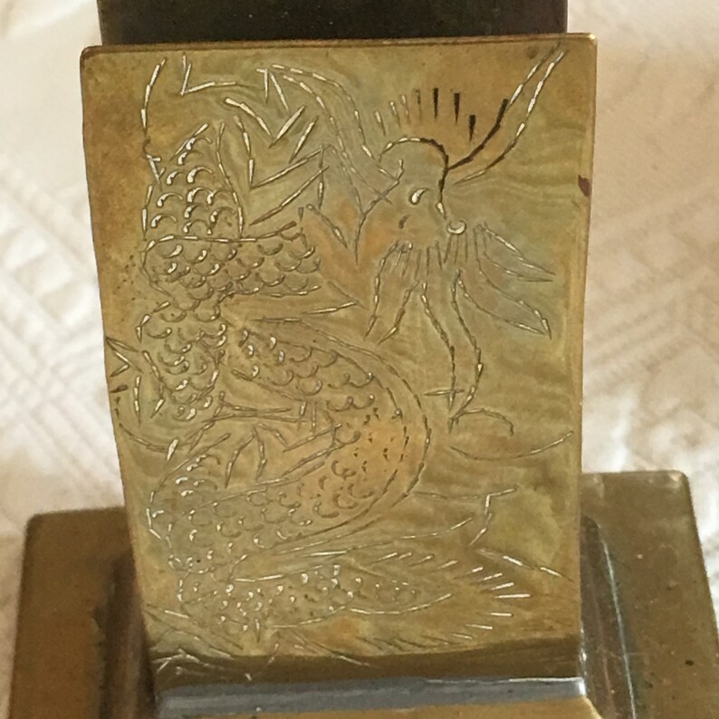 Vintage Etched Brass Match Box Holder. Oriental Style Etched | Etsy