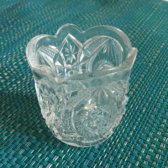 Vintage Clear Glass Toothpick Holder or Vase. Thick Glass With - Etsy