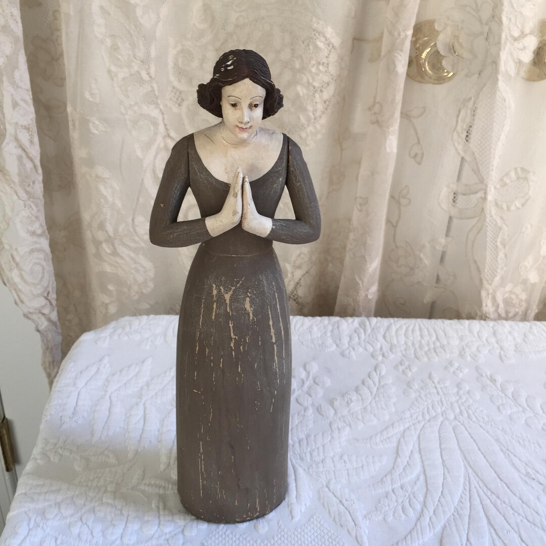 Vintage Wood Lady Doll. She Was an Angel but Lost Her Wings. Hands ...