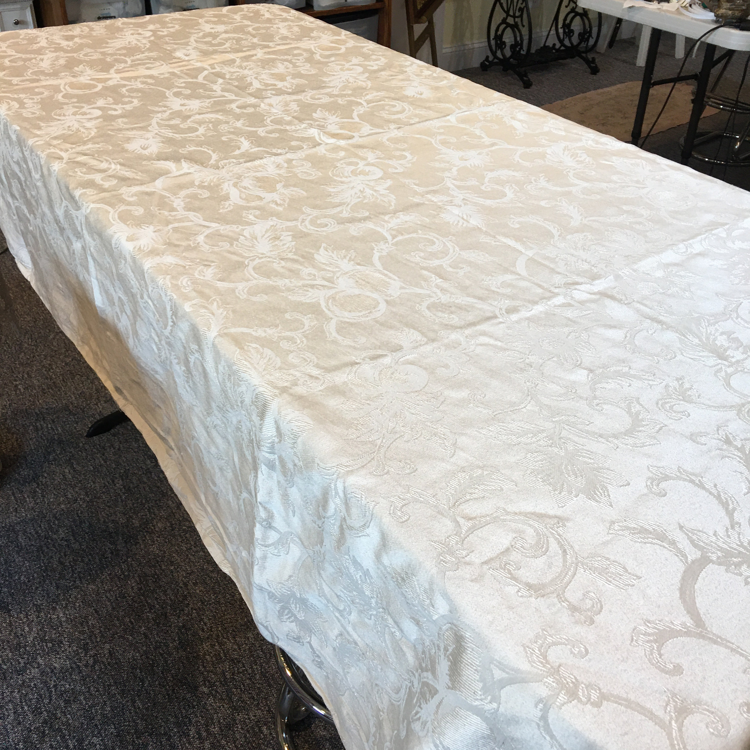 Vintage Creamy White Damask Rectangular Tablecloth 56 X - Etsy