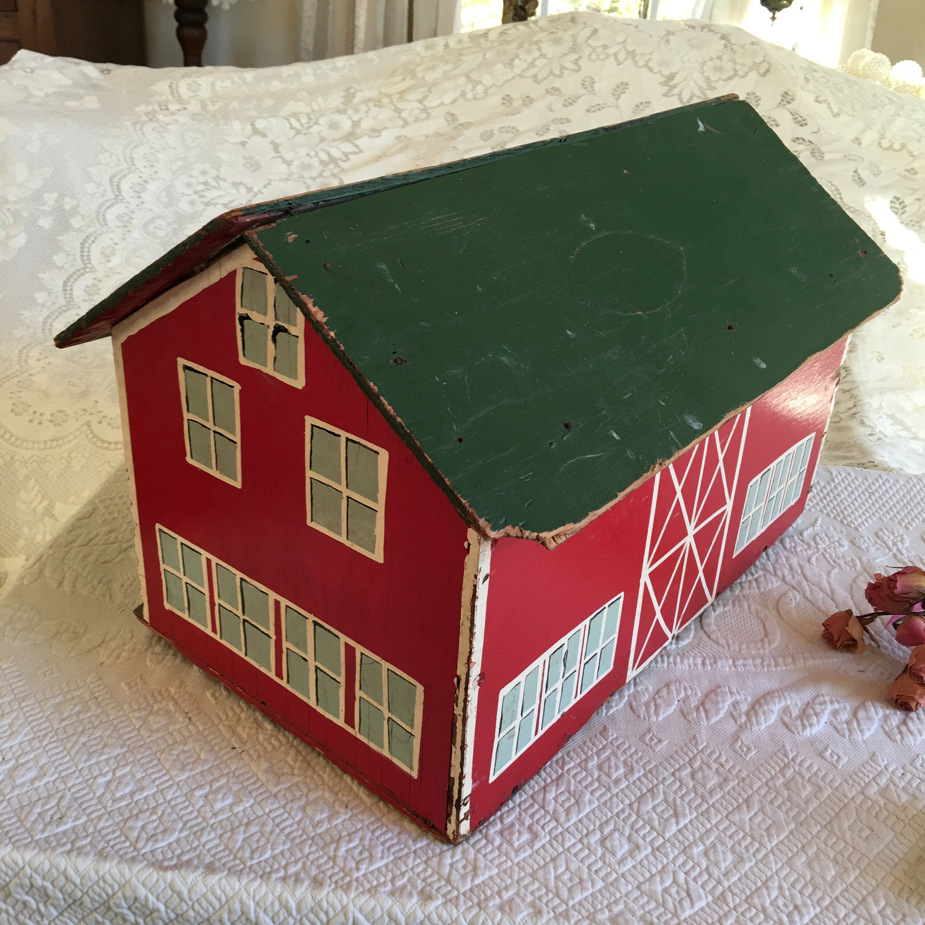 Vintage Wooden Barn for Active Play With Animals. Open Wood Barn Box ...