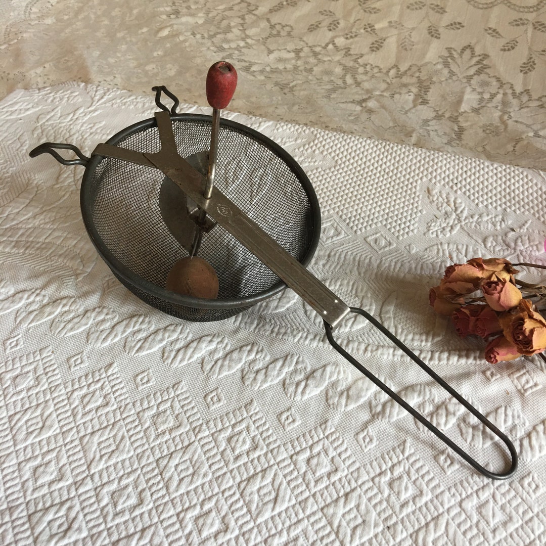 Vintage 1950s Strainer With Scraper and Wooden Roller Inside. Made in ...