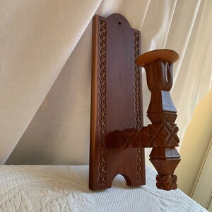 Vintage Wood Wall Sconce Romanian Hardwood Candle Wall Sconce. Carved ...