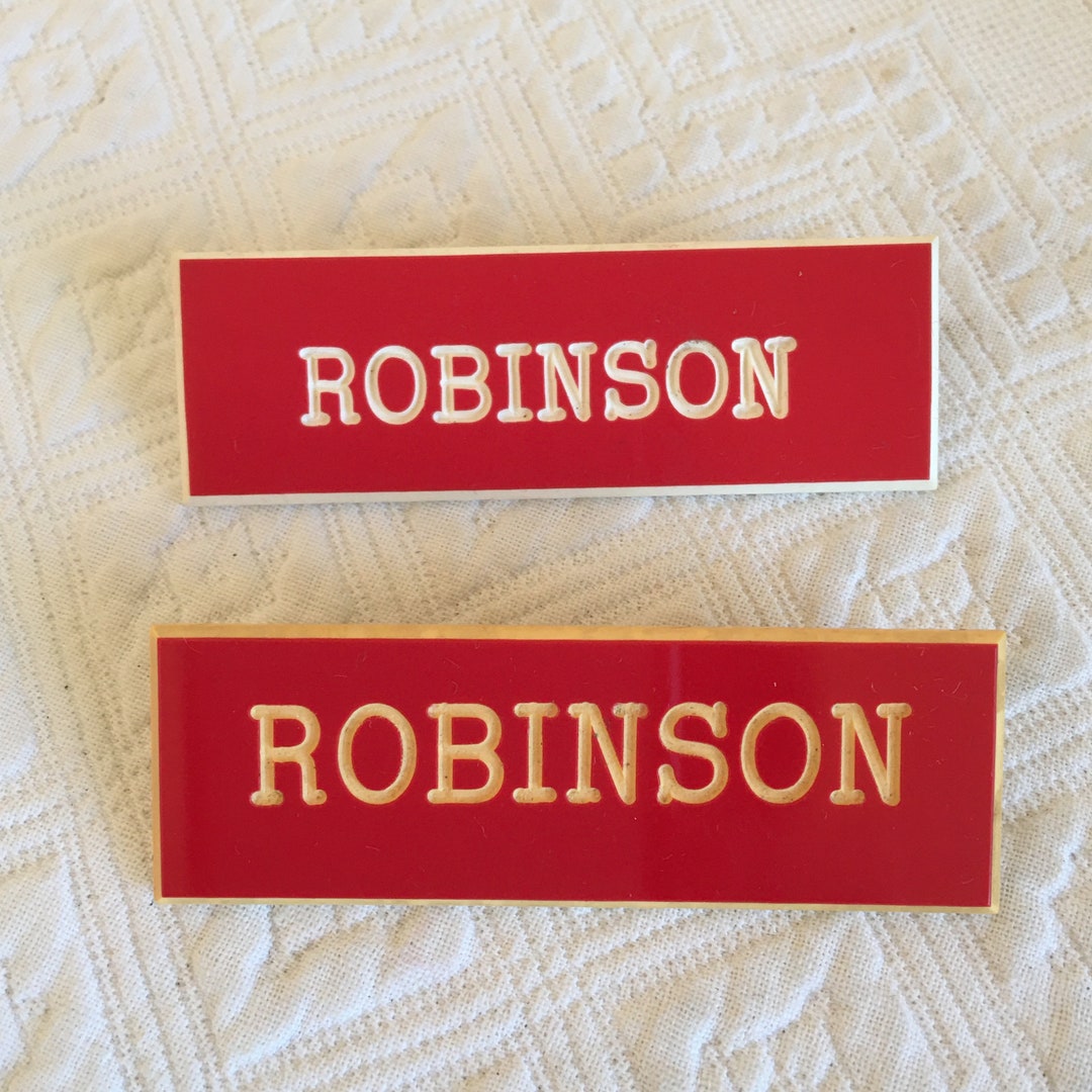 Vintage 2 Red Robinson Name Plate Pins. Marine Corps Name Plates With ...