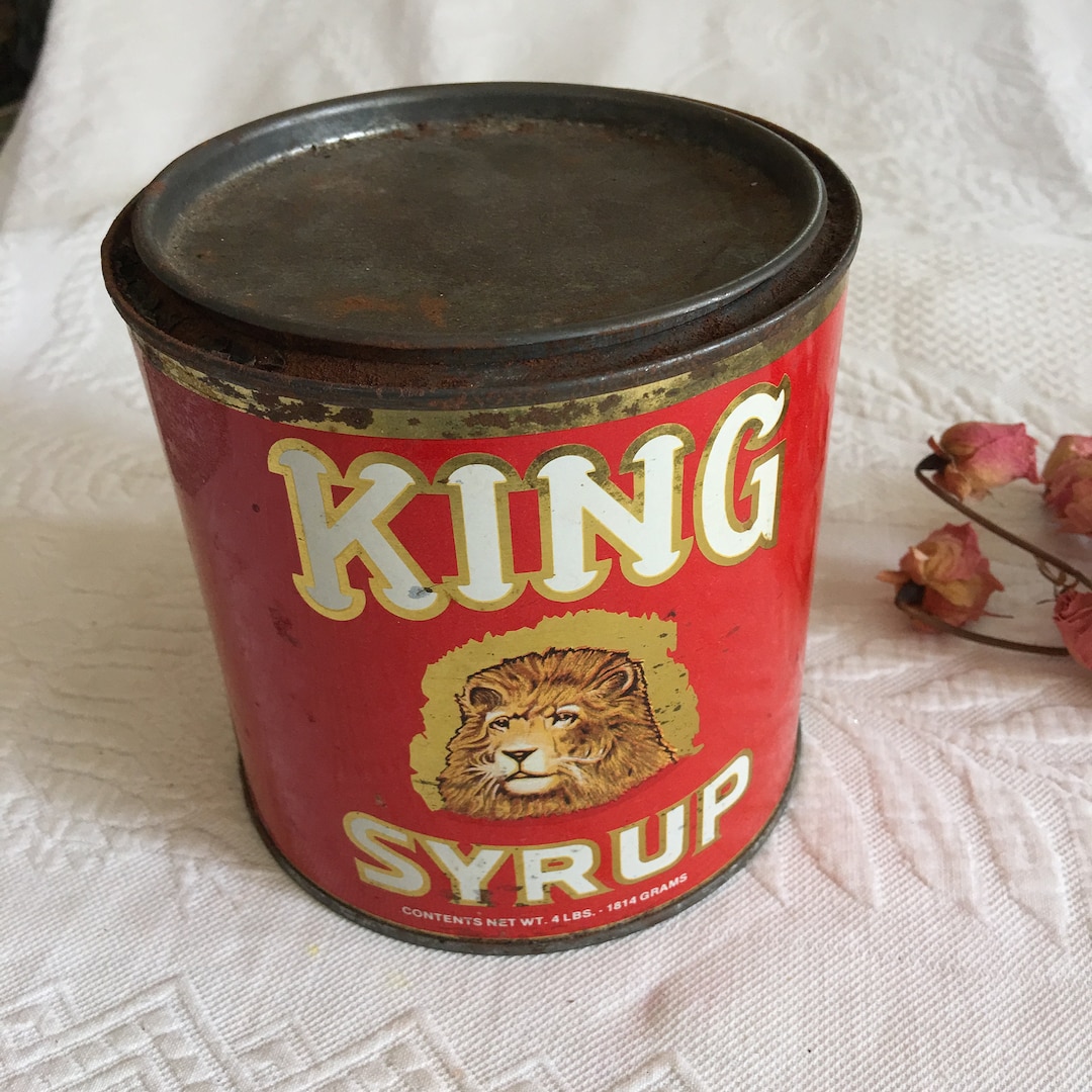 Vintage 4 Lb. King Syrup Tin Can. Gold Can With Red Label and Gold and ...
