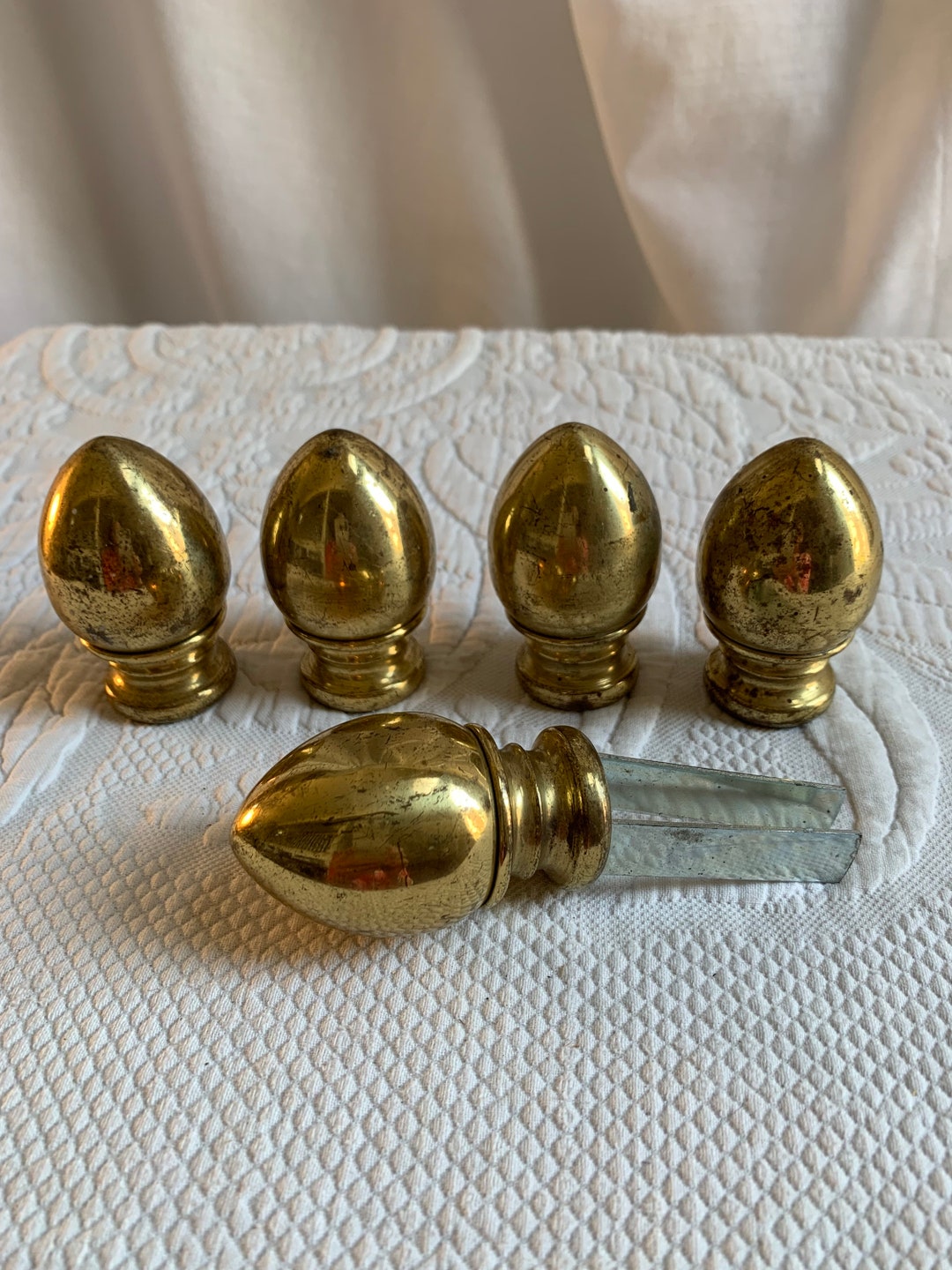 Vintage 5 Gold Finial Ends. Made in Germany. Brass Finials to Repurpose ...