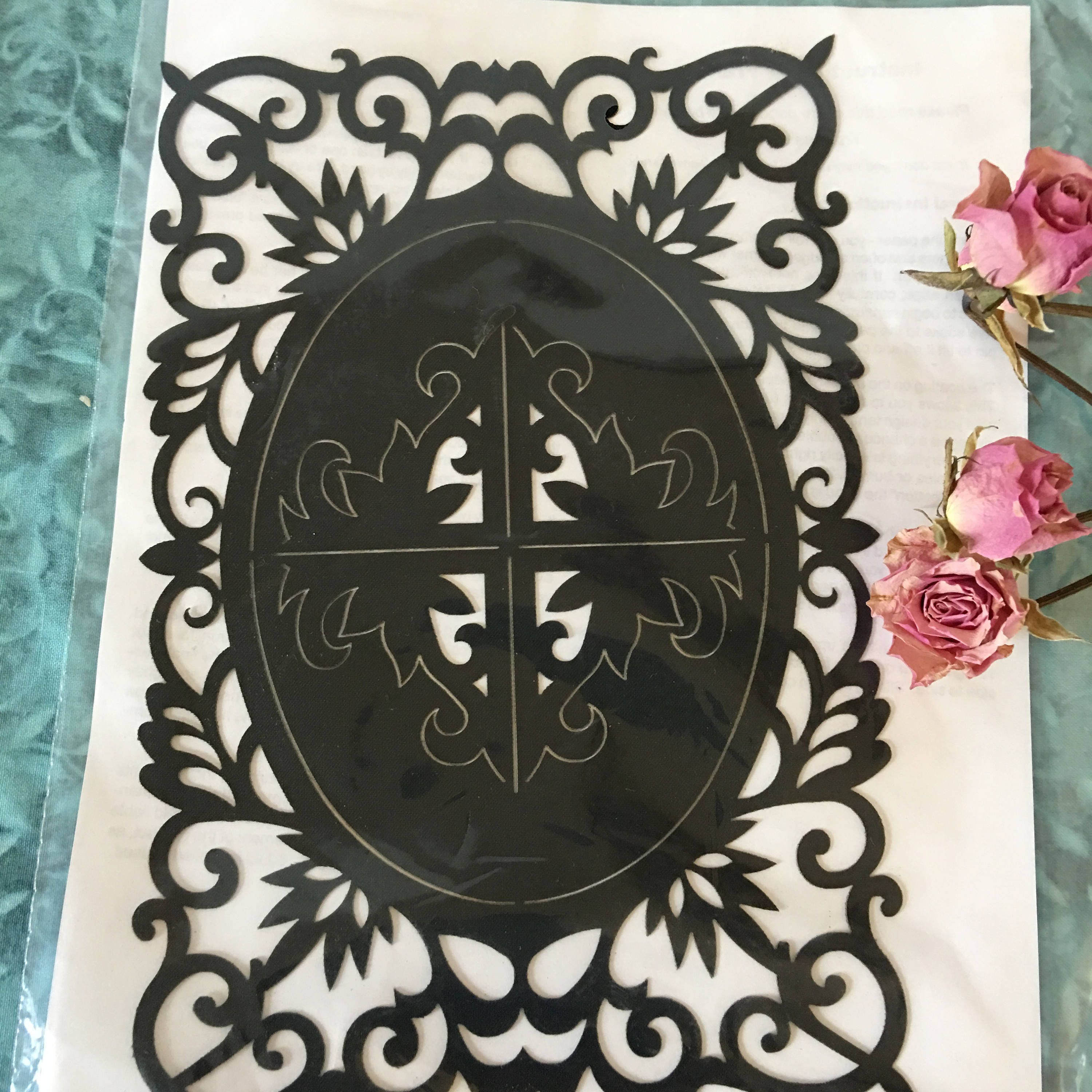 Iron On Large Black Filigree Frame Design 4 Quilting Sewing | Etsy