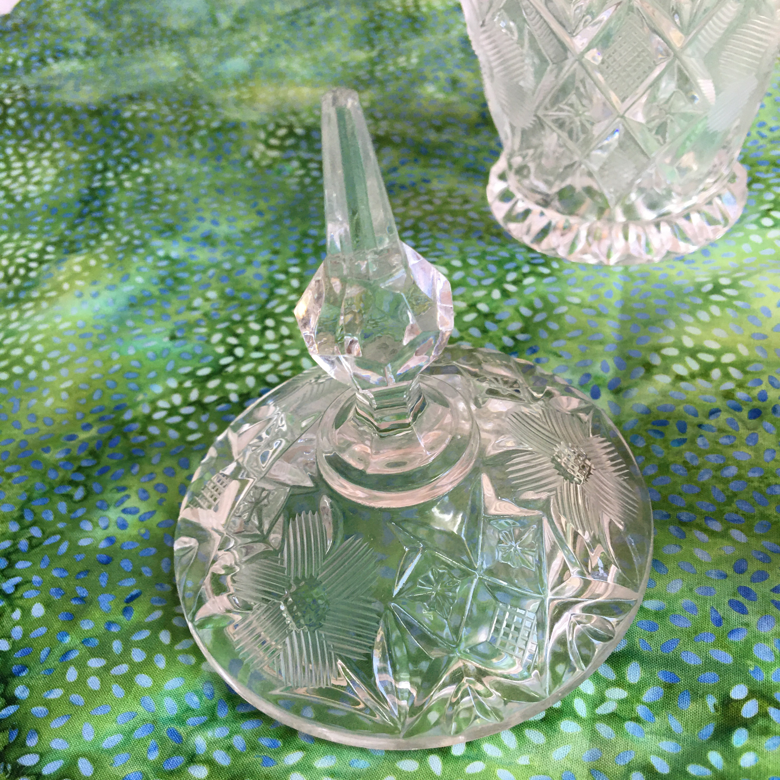 Vintage Cut Glass Crystal Cream Pitcher and Sugar Bowl With Tall ...