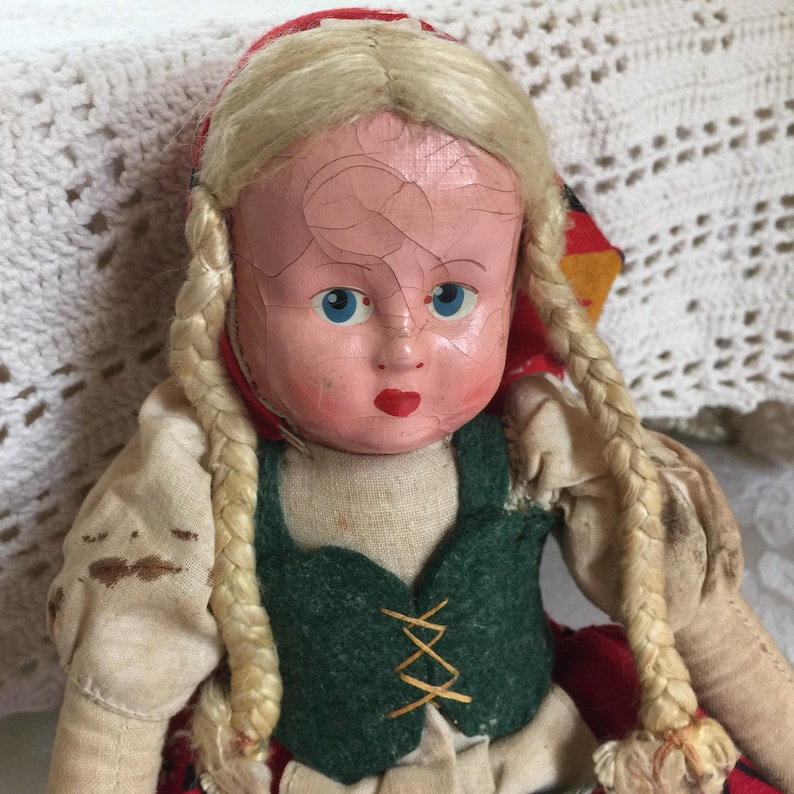 Vintage 1950s Polish Stuffed Doll With Traditional Dress and Long ...