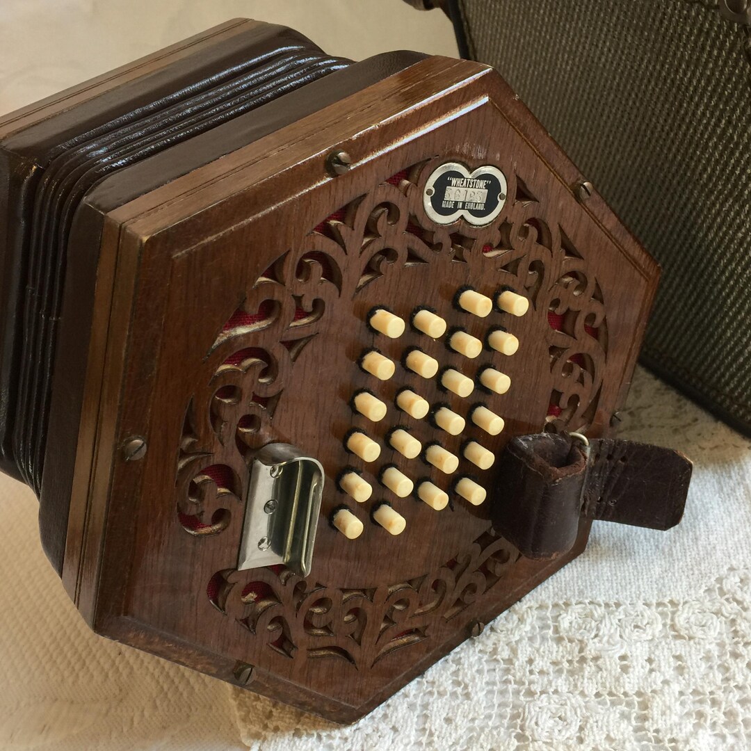 Vintage C. Wheatstone Concertina Model 1E, Reg.# 36183, 48 Keys, Pitch ...