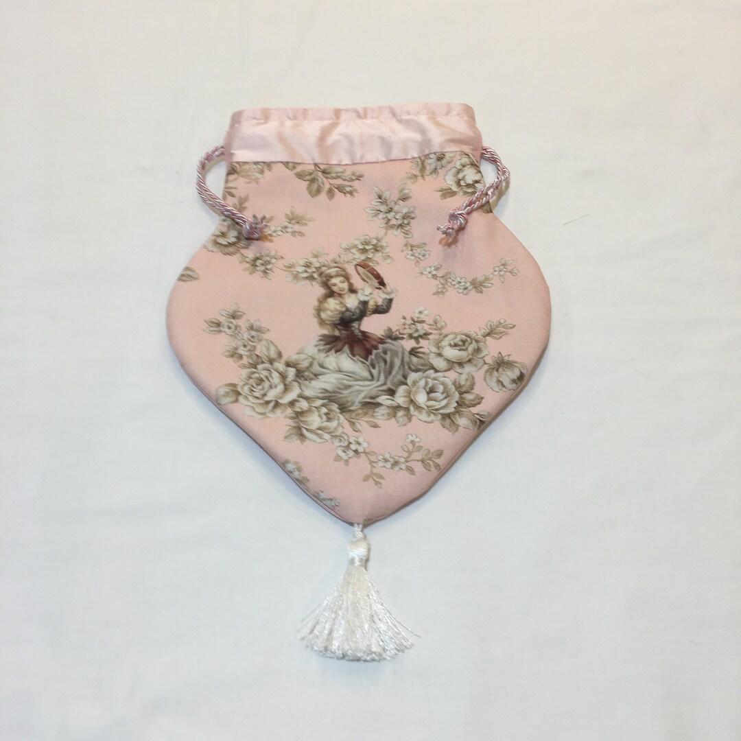 Handmade Cotton and Silk Reticule With Artist Designed Fabric, White ...
